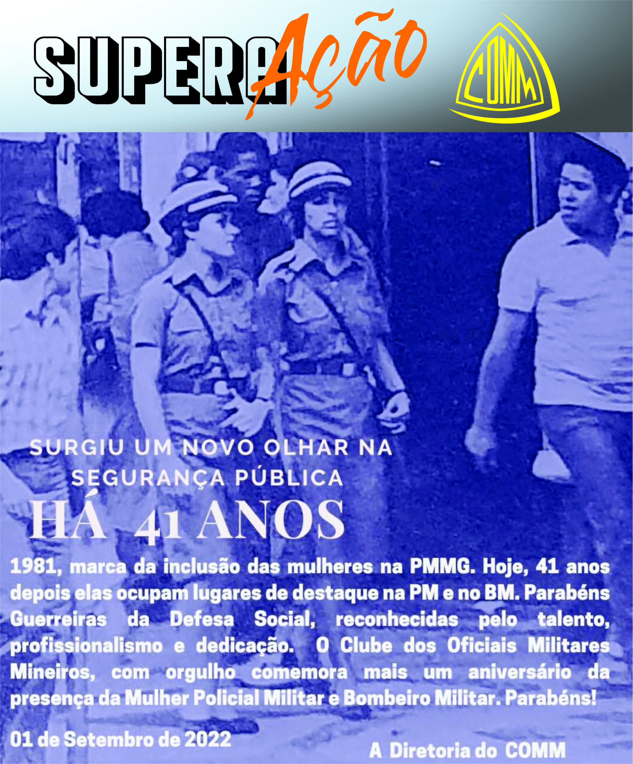 Os cumprimentos do COMM às nossas Guerreiras da PM e BM de Minas. - COPM - Clube dos oficiais